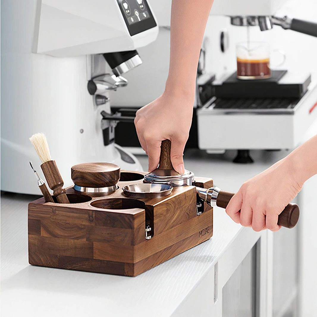 Walnut Coffee Organizer Box For Barista