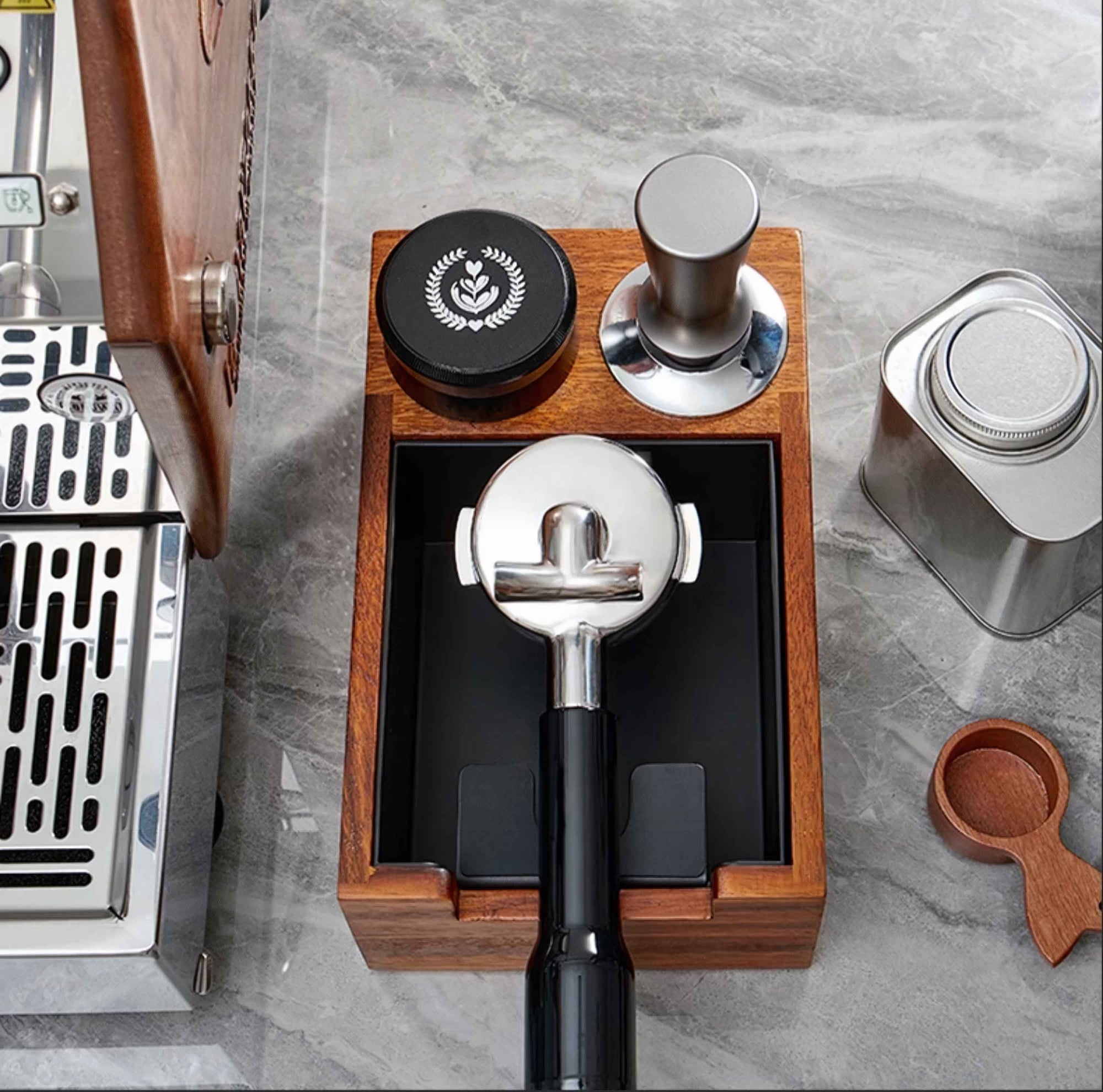 Portable Tamping Station With Knock Box For Espresso