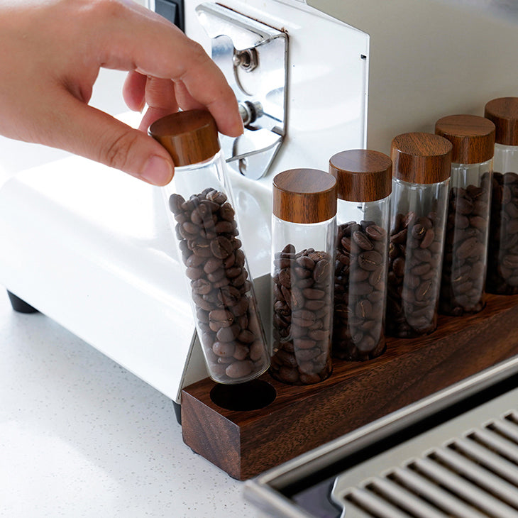 Coffee Beans Storage Container Tube Glass Display Rack