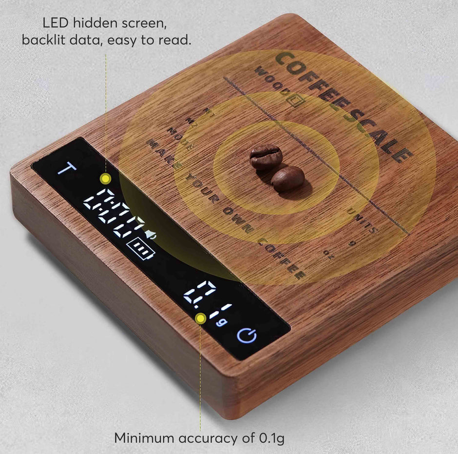 High Precision Wooden Coffee Scale with Touch Sensor - MUVNA