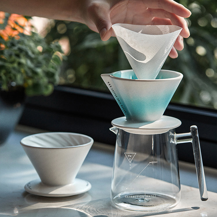 V60 Ceramic Pour Over Coffee Dripper with Sharing Pot - MUVNA