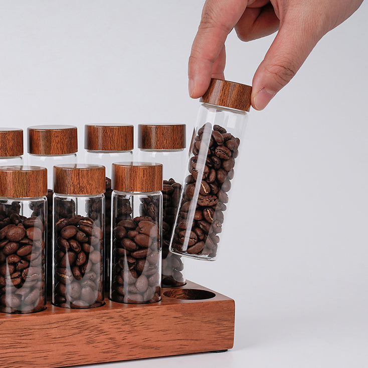 Coffee Beans Storage Container Tube Glass Display Rack